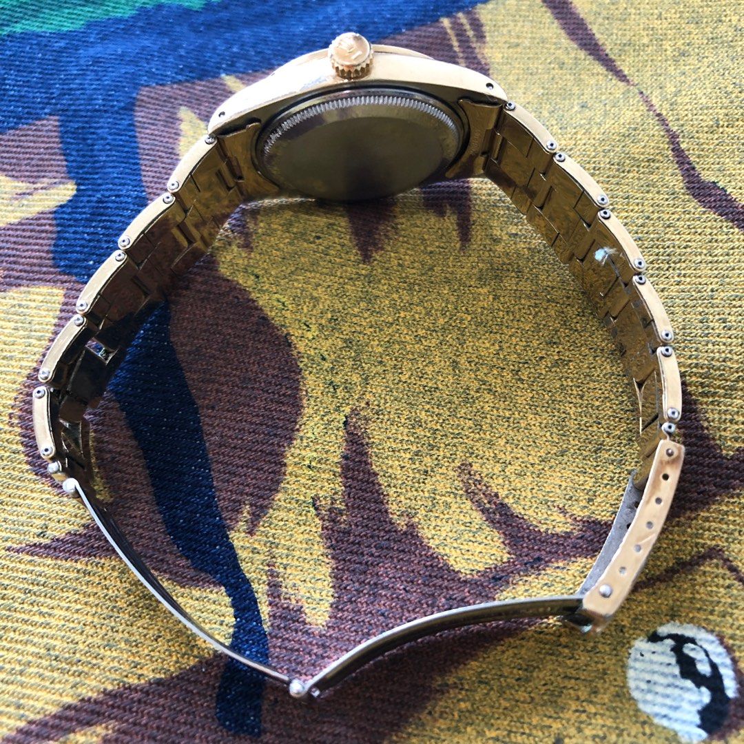 Rolex Ref. 6634 Golden Egg Case with Airking Black Gilt Dial 14K Gold Filled Bracelet 34mm ...