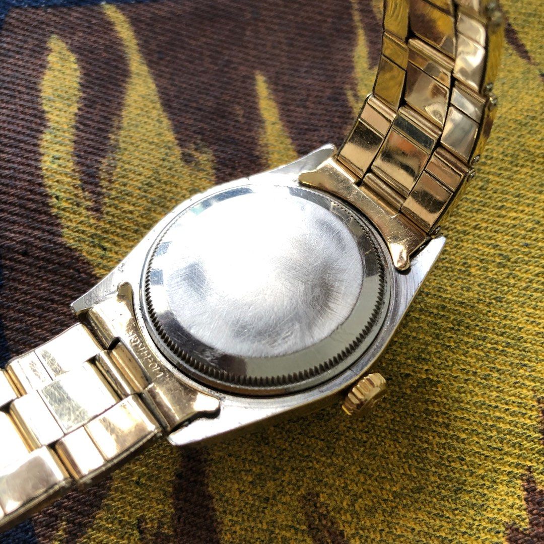 Rolex Ref. 6634 Golden Egg Case with Airking Black Gilt Dial 14K Gold Filled Bracelet 34mm ...