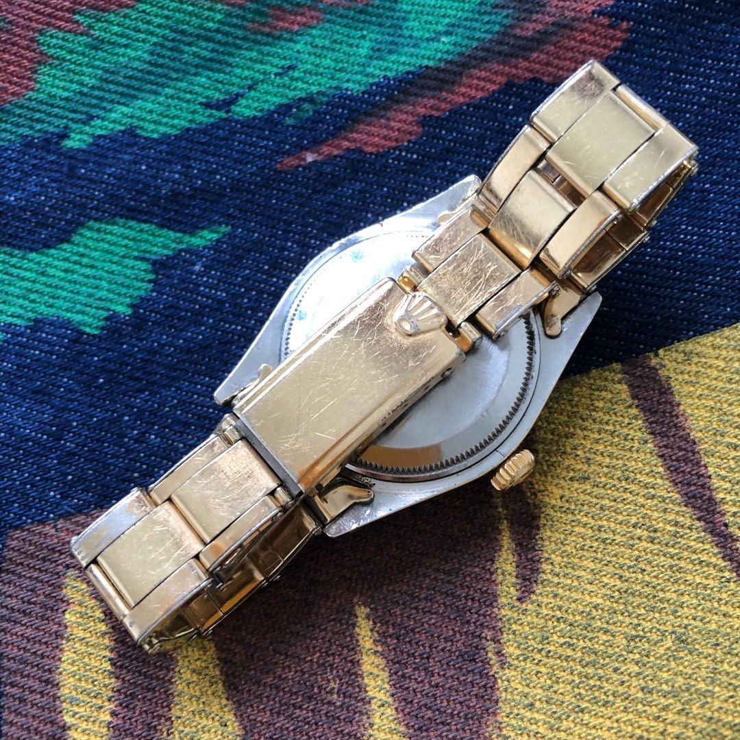 Rolex Ref. 6634 Golden Egg Case with Airking Black Gilt Dial 14K Gold Filled Bracelet 34mm ...