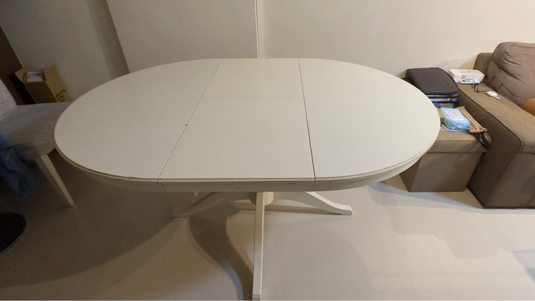 Round expandable dining Table with four wooden chair, Furniture & Home ...