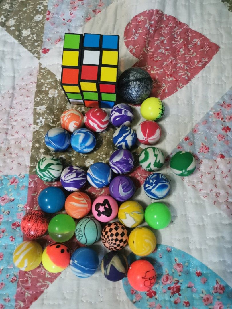 Rubber ball and rubik cube toys, Hobbies & Toys, Toys & Games on Carousell