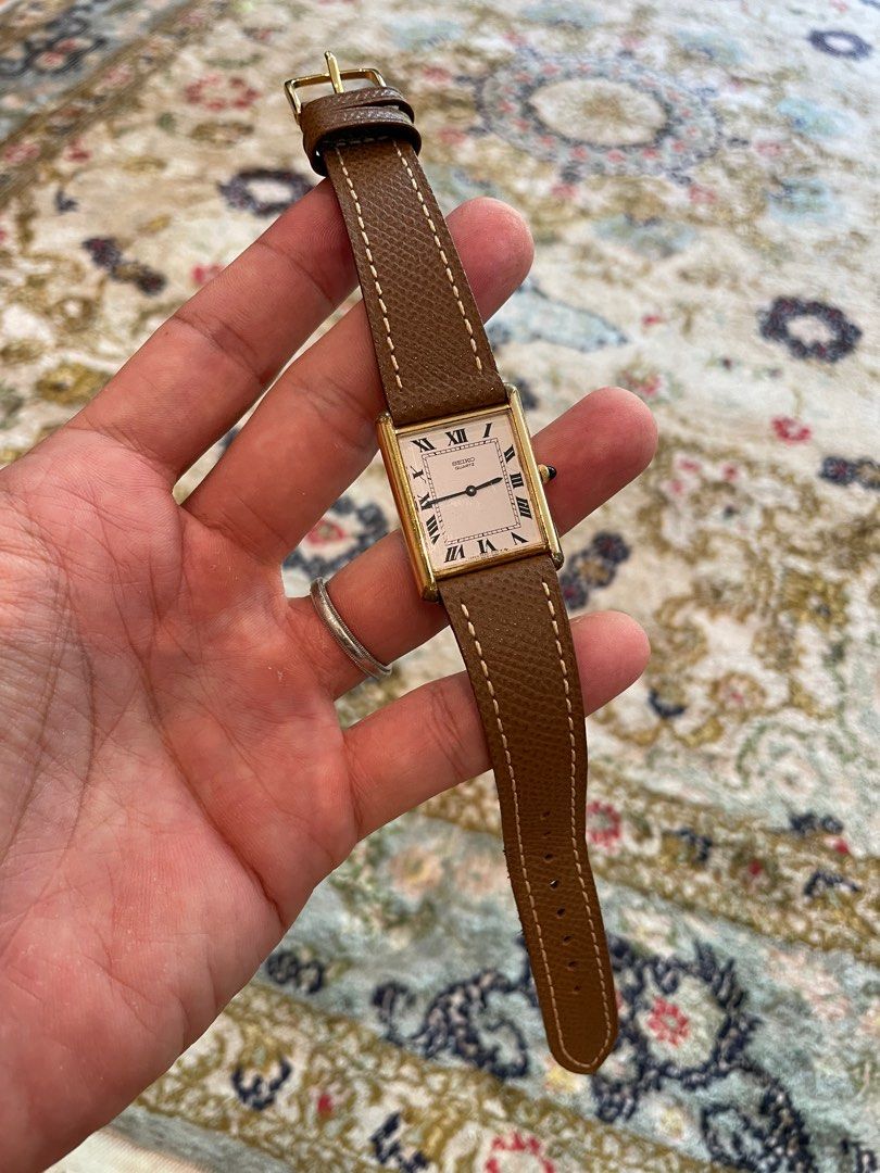 Seiko gold tank cartier vintage, Luxury, Watches on Carousell