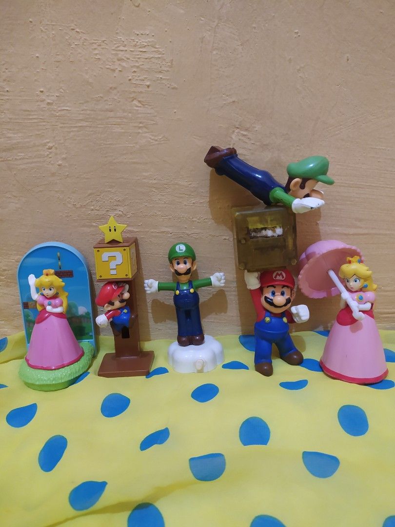 Set 6 figur vintage langka super mario luigi princess peach 10-12 cm ...