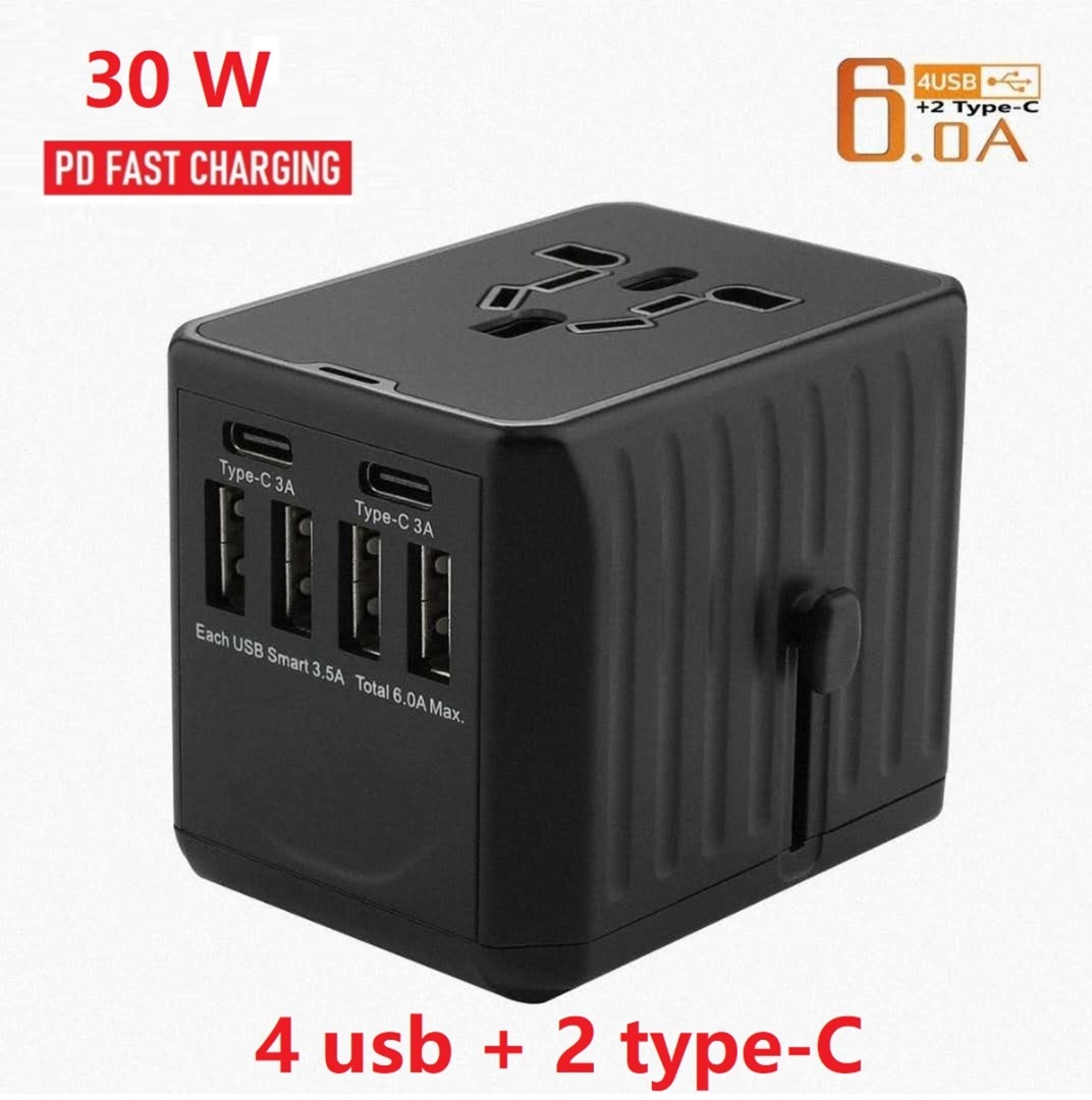 [SG Seller] Universal Compact Travel Adapter Wall Plug with USB type C ...