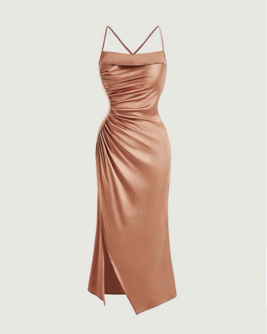 SHEIN Rose Gold Silk Dress on Carousell