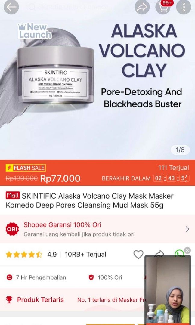 Skintific Volcano Clay Mask, Kesehatan & Kecantikan, Kulit, Sabun ...