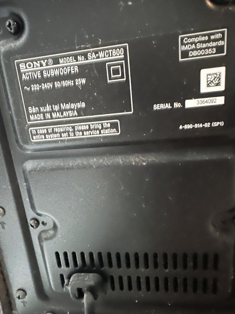 Sony SA-CT800, TV & Home Appliances, TV & Entertainment, Entertainment Systems & Smart Home ...