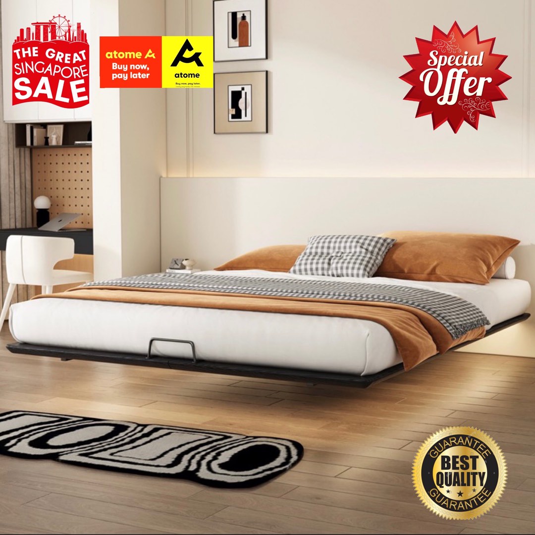 Super Single Size Designer Keith Floating Bed Frame Without Storage ...