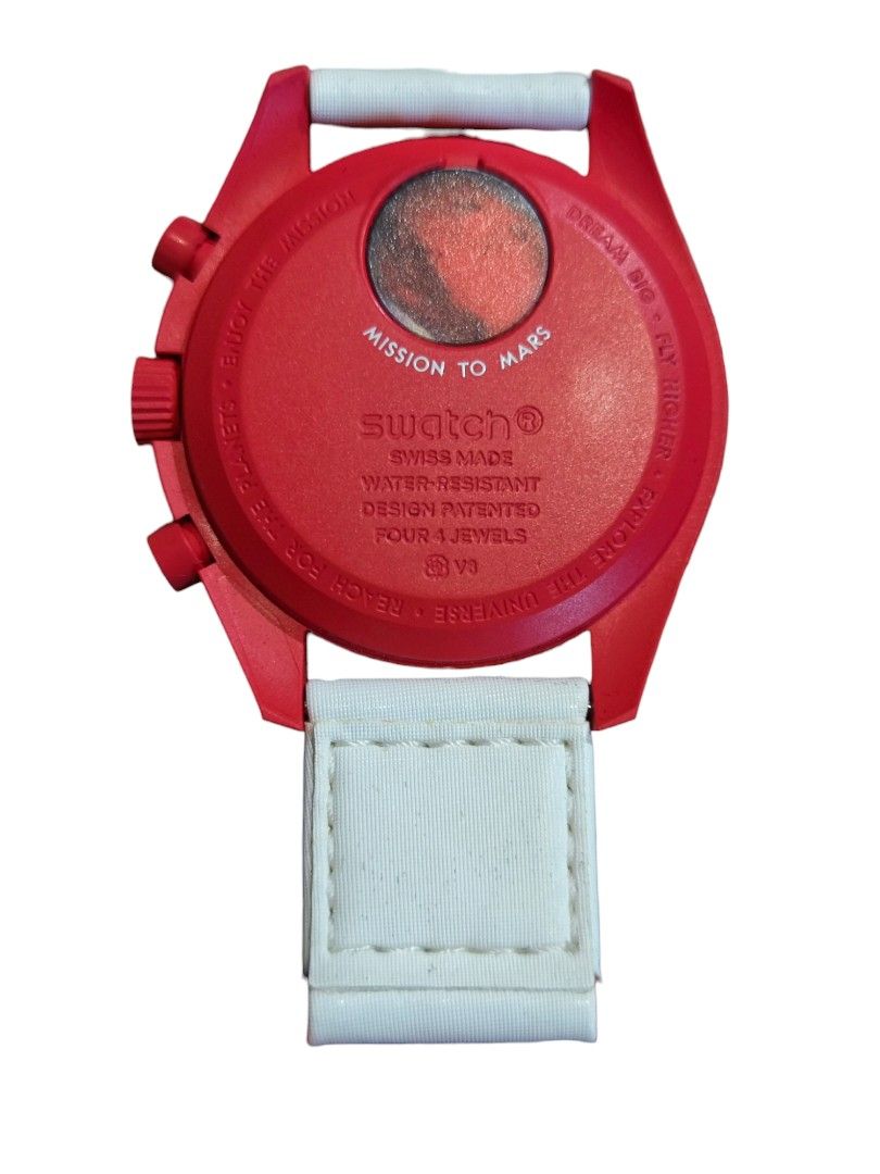 Swatch Omega Mars (Red & White), Luxury, Watches on Carousell