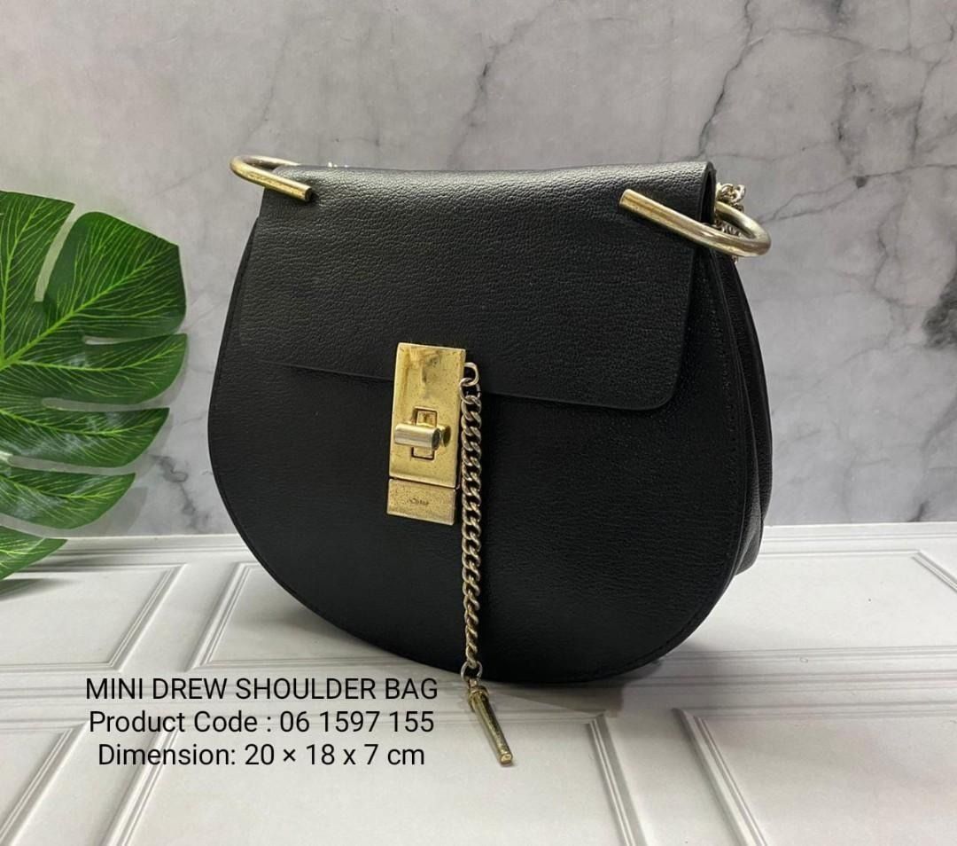 Tas Chloe Mini Drew Smooth Calfskin Crossbody Bag, Fesyen Wanita, Tas ...