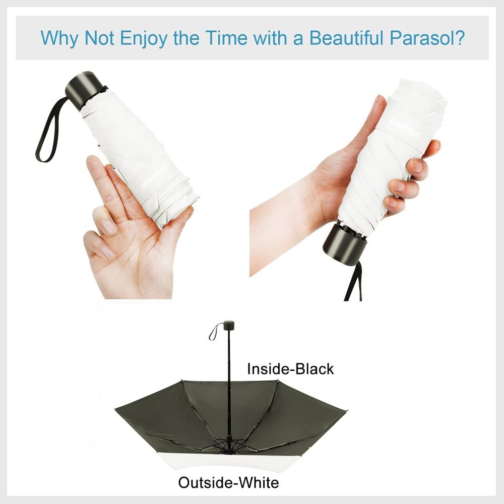 TradMall Mini Travel Umbrella, Portable Lightweight Compact Parasol ...