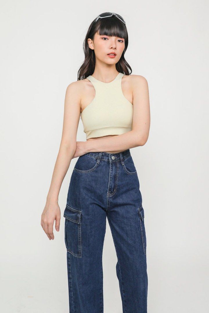 Trevor Denim Cargo Pants (Dark Wash), Women's Fashion, Bottoms, Jeans ...