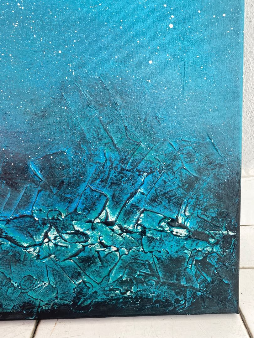 Turquoise abstract painting textured art, Hobbies & Toys, Stationery ...