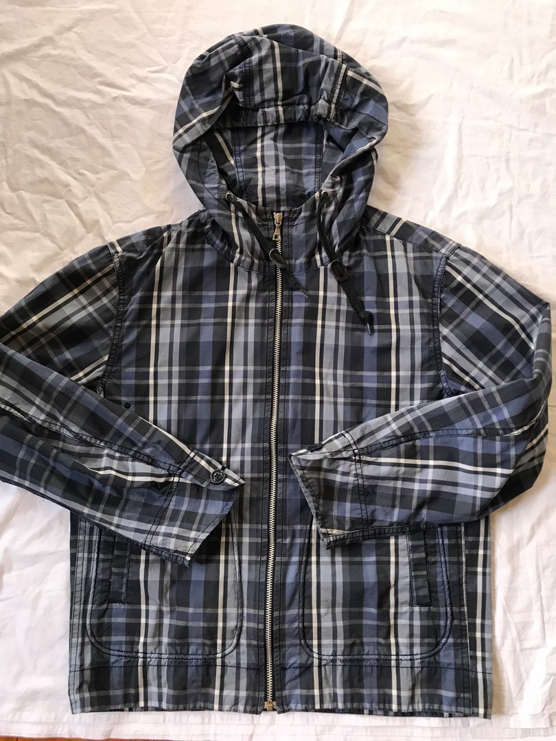 Uniqlo Plaid Hooded Jacket on Carousell