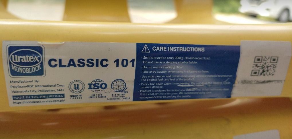 URATEX CLASSIC YELLOW MONOBLOCK CHAIRS - To Marilao Bulacan, Furniture ...