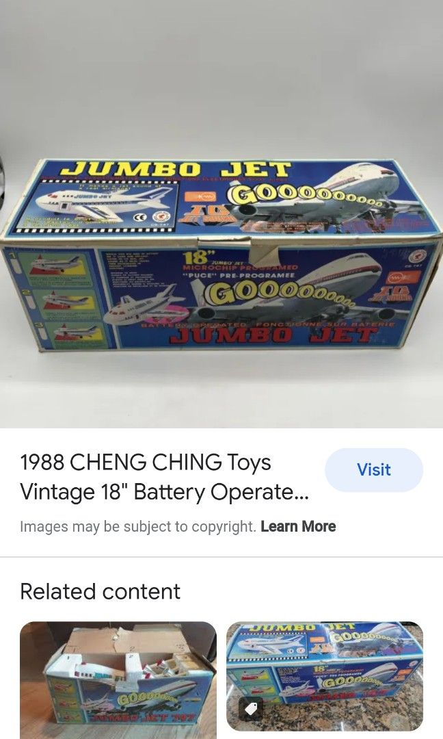 Vintage 1988 cheng ching toys jet 747 airplane, Hobbies & Toys ...
