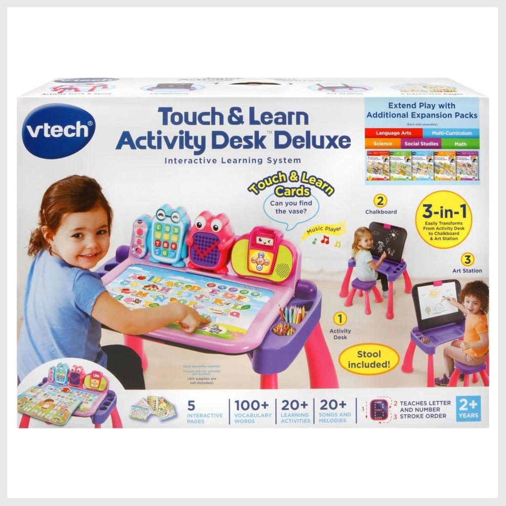VTech Touch and Learn Activity Desk Deluxe, Pink, Hobbies & Toys, Toys ...
