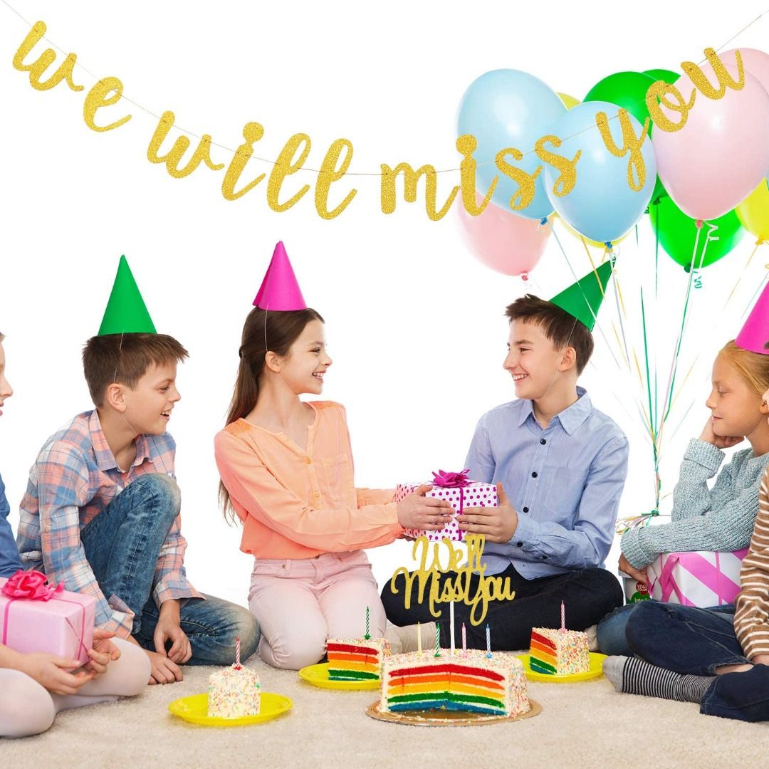 We Will Miss You Banner Gold Glitter Farewell Banner for Retirement ...