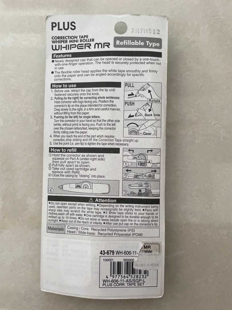 Whiper Mr Correction Tape Set, Hobbies & Toys, Stationery & Craft ...