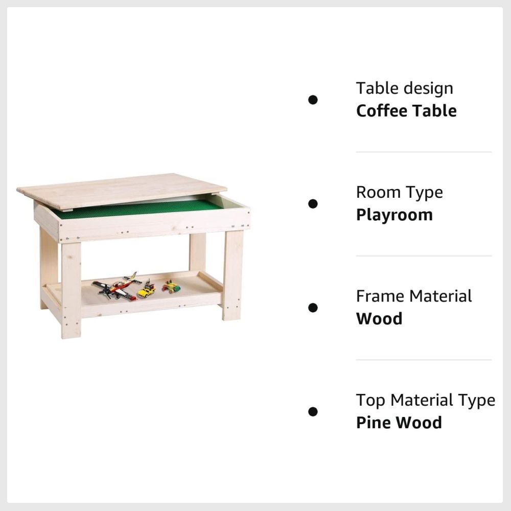 YouHi Kids Activity Table with Board and Storage for Bricks Activity ...