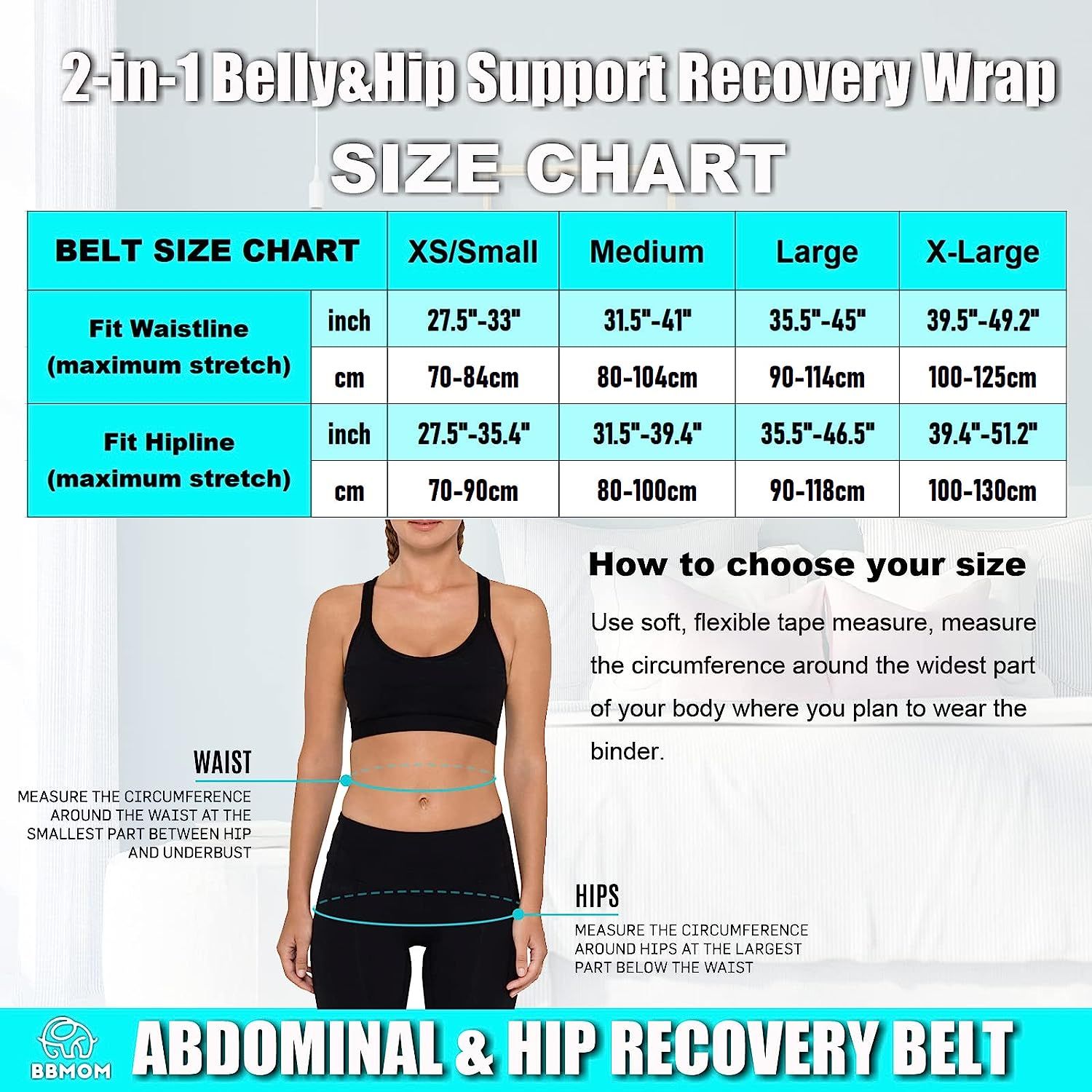 2 in 1 Postpartum Belly Band Abdominal Binder C-Section Recovery Belt ...