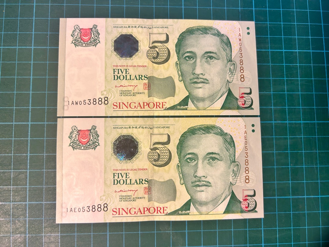 2 Same Serial Number $5 Portrait Note, Hobbies & Toys, Memorabilia ...