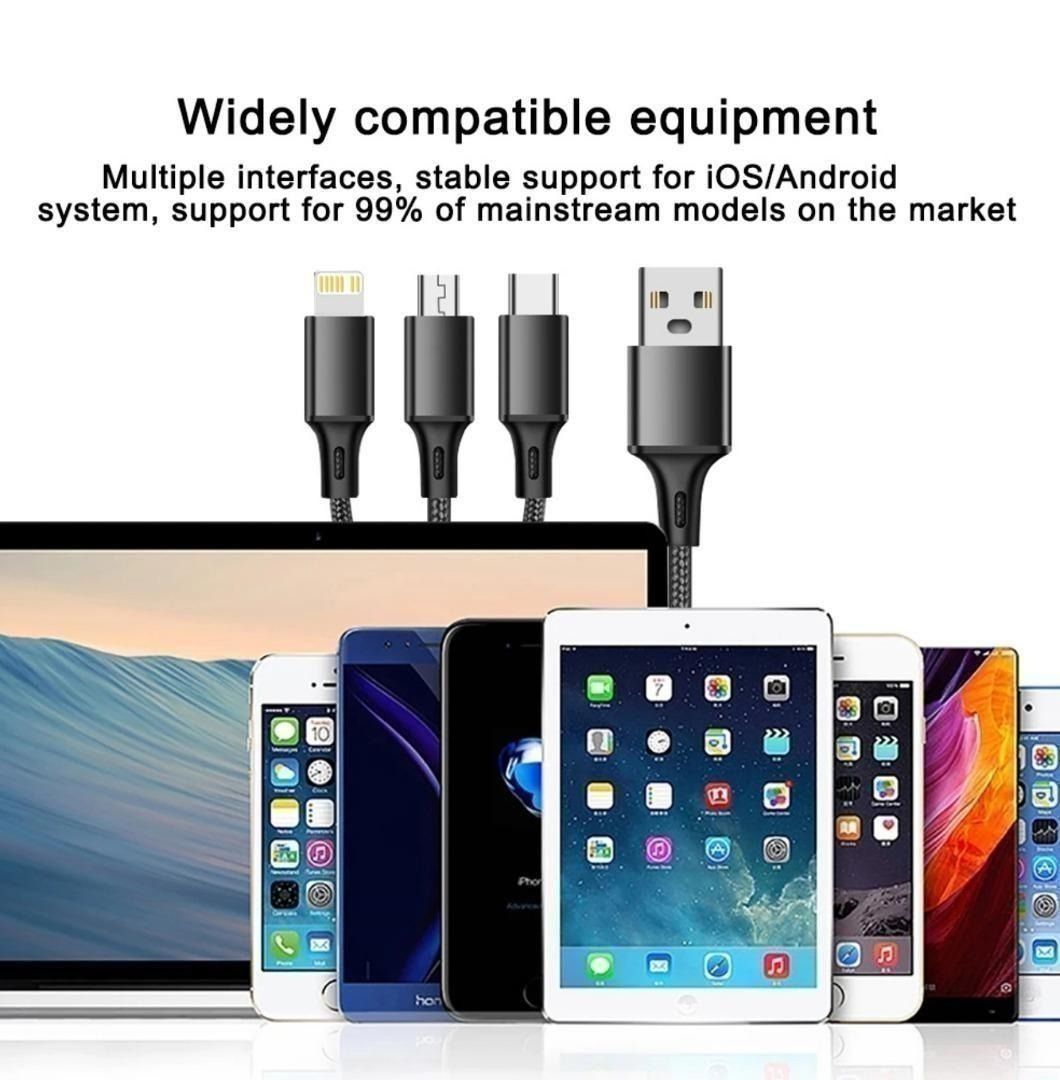 3 in 1 Fast Charging KAKUSIGA Type C LIghtning Micro to USB Cable for ...