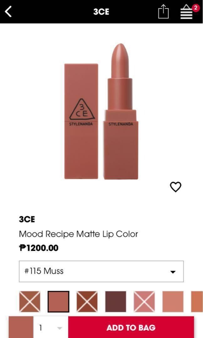 3CE x Stylenanda Mood Recipe Matte Lip Color - #115 Muss on Carousell