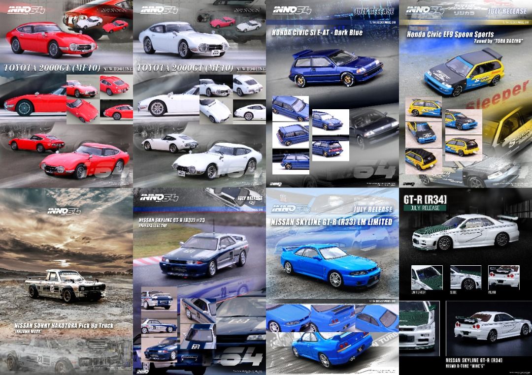 inno64 1/64 Nissan Sunny Hakotora Pick Up Truck Honda Civic Si E-AT EF9 ...