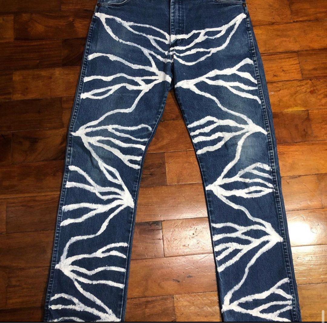 [ Custom Hand Painted Wrangler Jeans ], Men's Fashion, Bottoms, Jeans ...