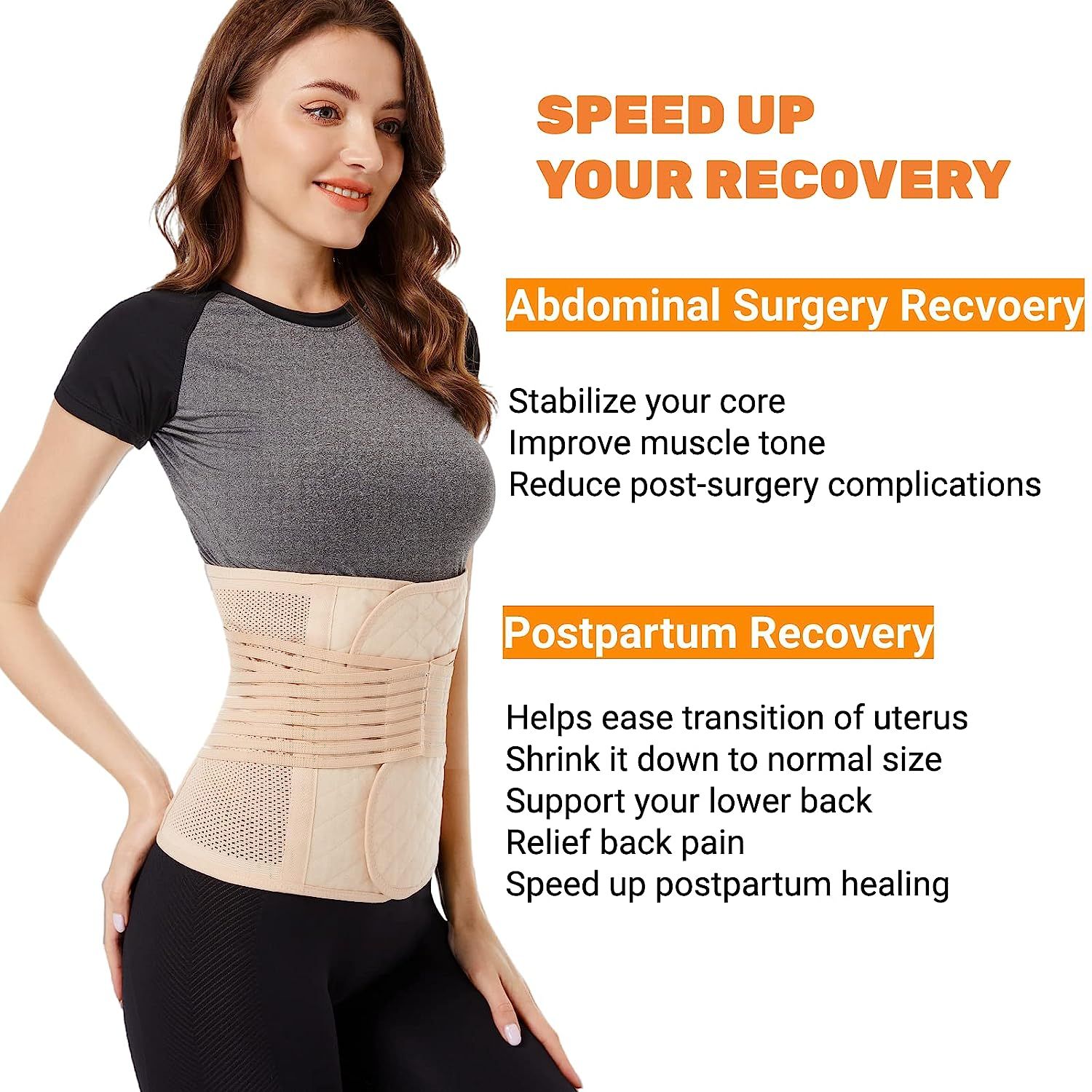 Abdominal Binder for Post Surgery, Postpartum Recovery Belly Band C ...