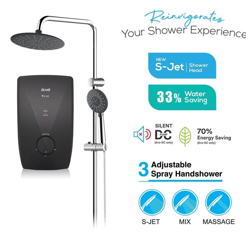 Alpha V10 Rain Shower Instant Water Heater w/ Rain shower, TV & Home ...