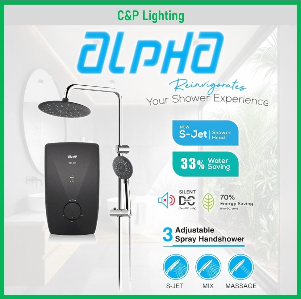 Alpha V10 Rain Shower Instant Water Heater w/ Rain shower, TV & Home ...