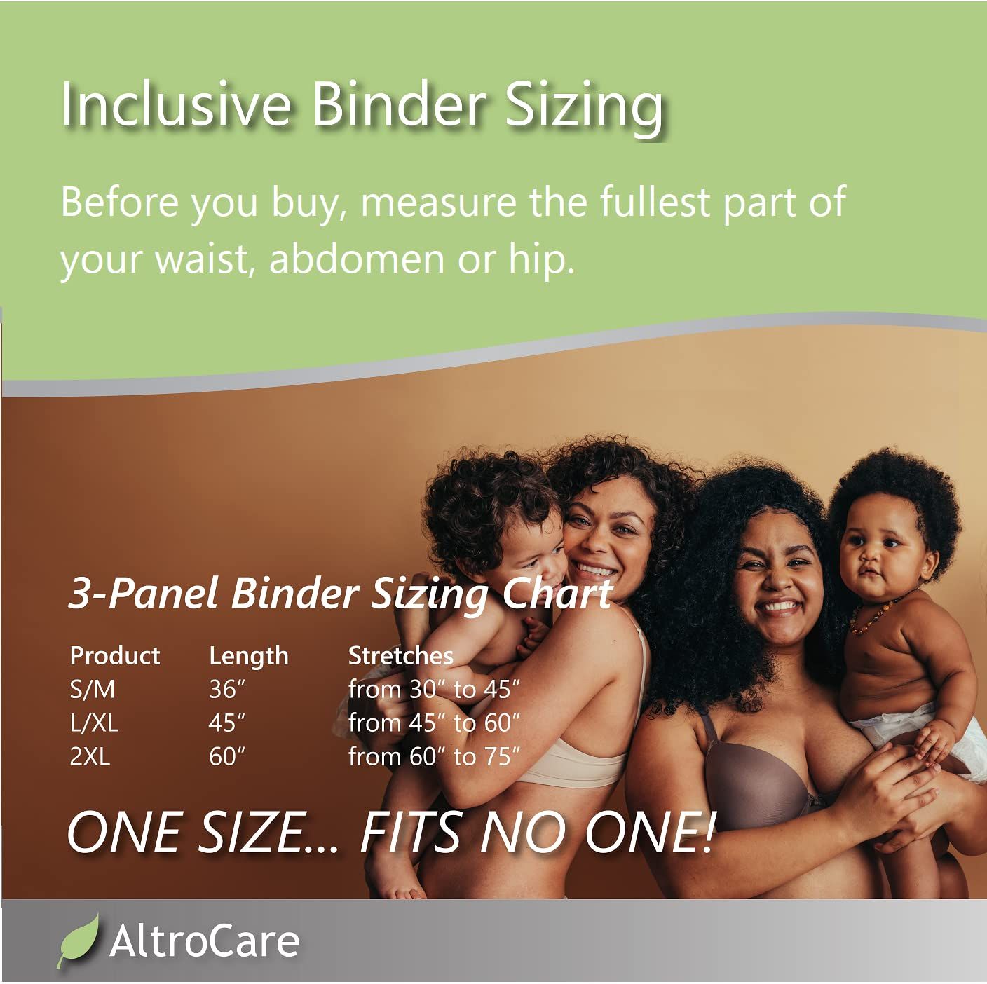 AltroCare 3 Panel, 9" high Postpartum Abdominal Binder, Stretches to fit 30" to 45", Health ...