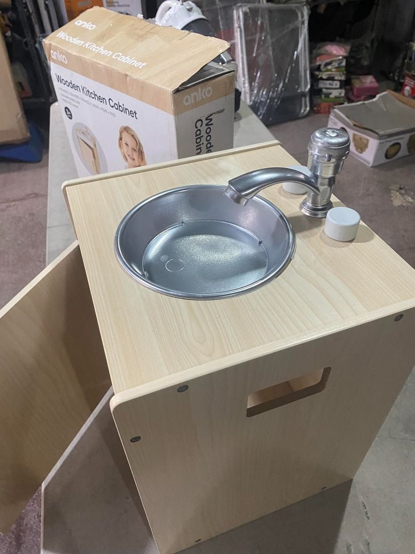 Anko Wooden Kids Play Kitchen Cabinet on Carousell