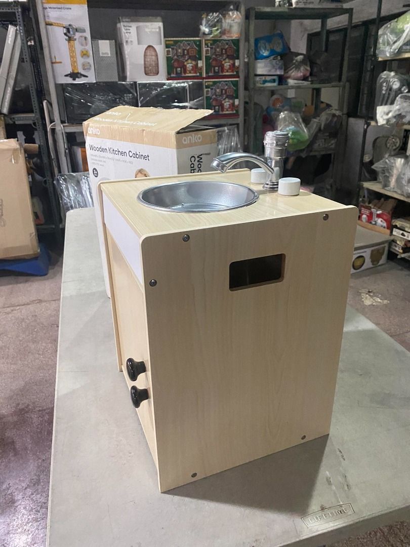 Anko Wooden Kids Play Kitchen Cabinet on Carousell