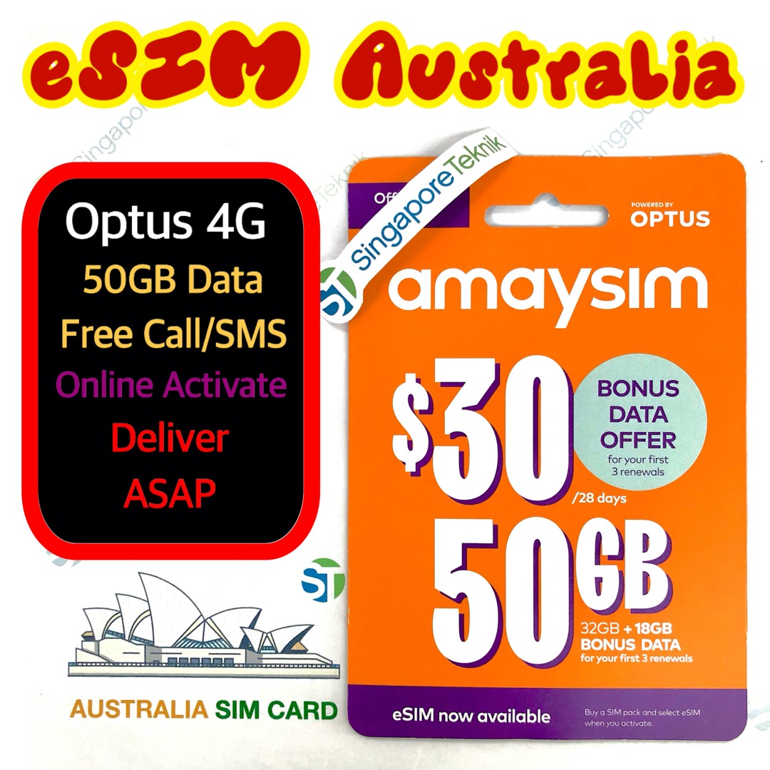 Australia Mobile Prepaid eSIM and SIM Card FREE CALL SMS HUGE DATA ...