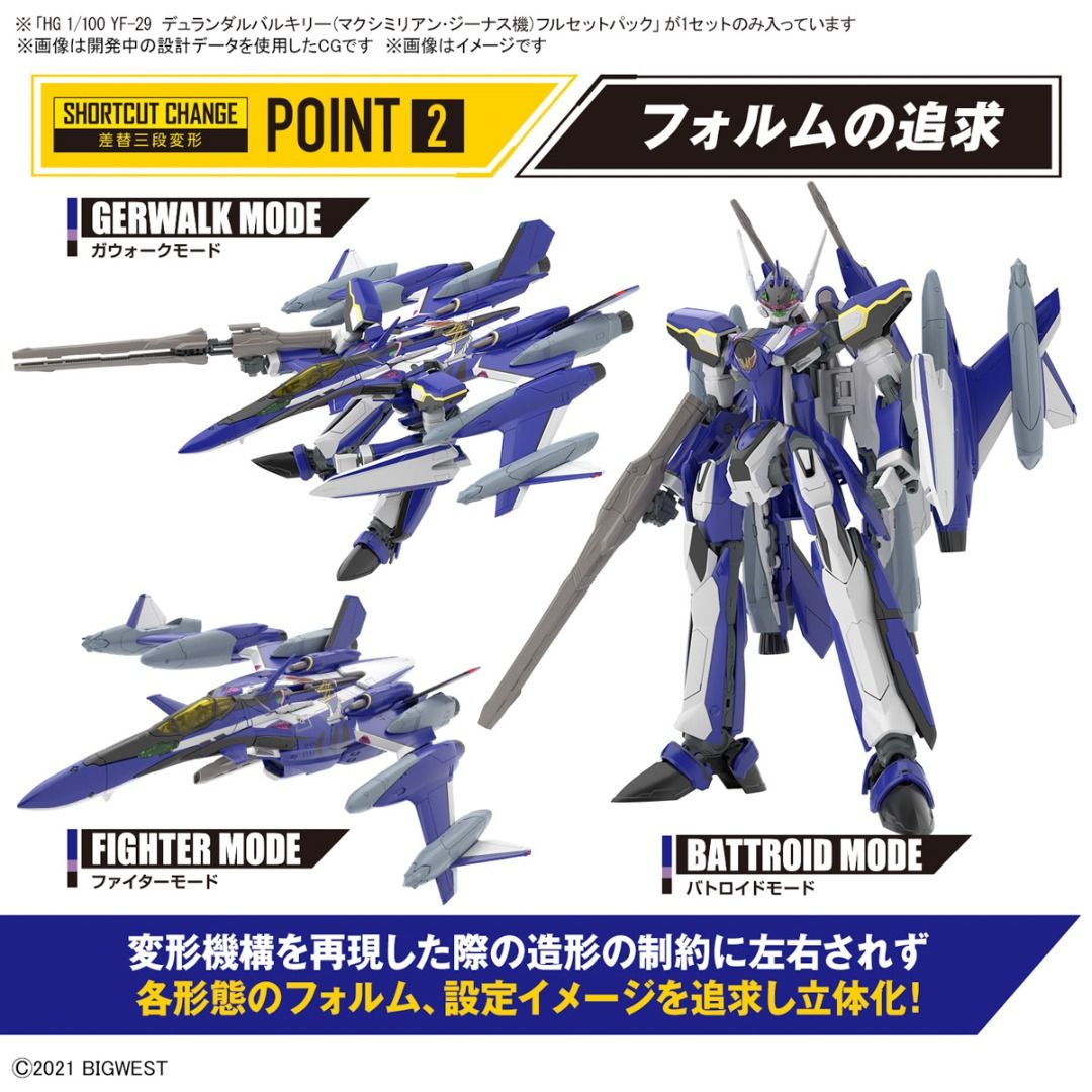 Bandai HG Macross - YF-29 Durandal Valkyrie Full Set Pack - Maximilian Jenius Use - 1/144 Scale ...