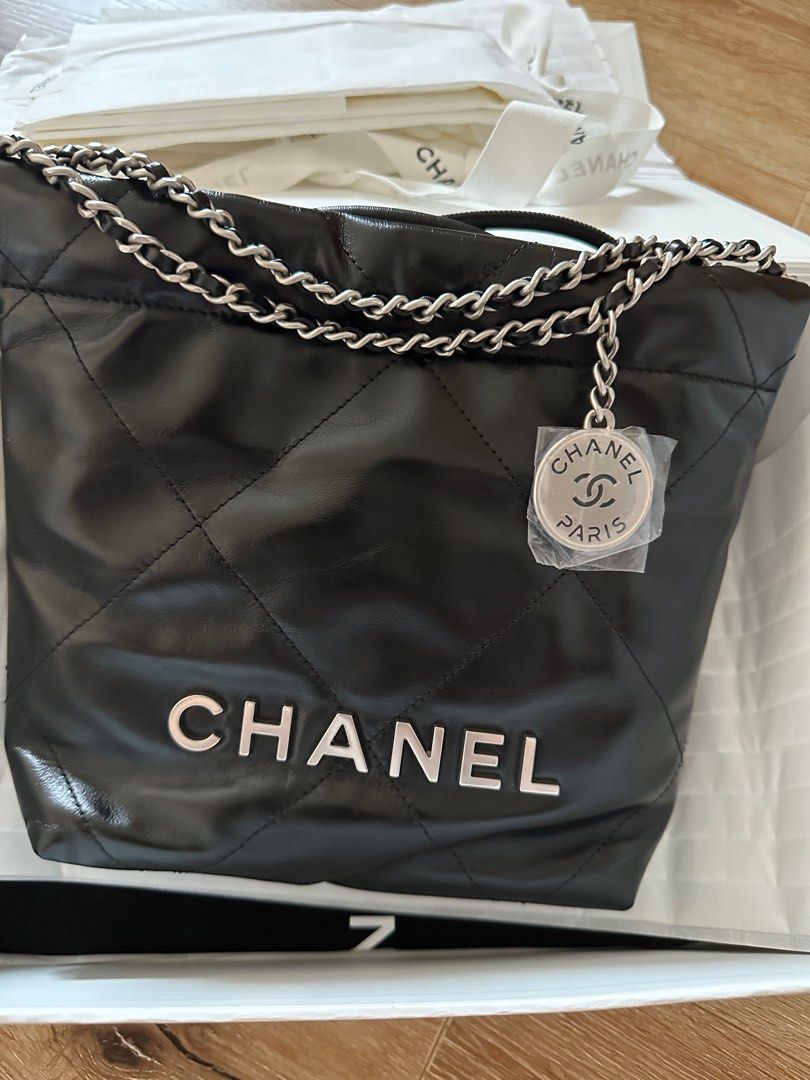 Chanel 22 mini in sliver, Luxury, Bags & Wallets on Carousell