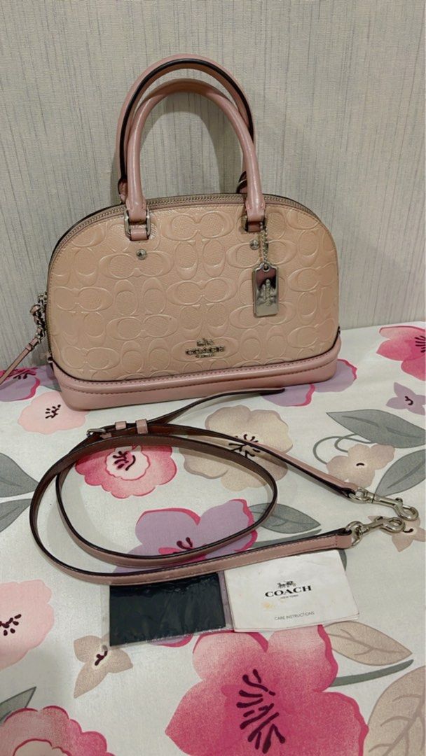 Coach Mini Sierra pink embossed, Barang Mewah, Tas & Dompet di Carousell
