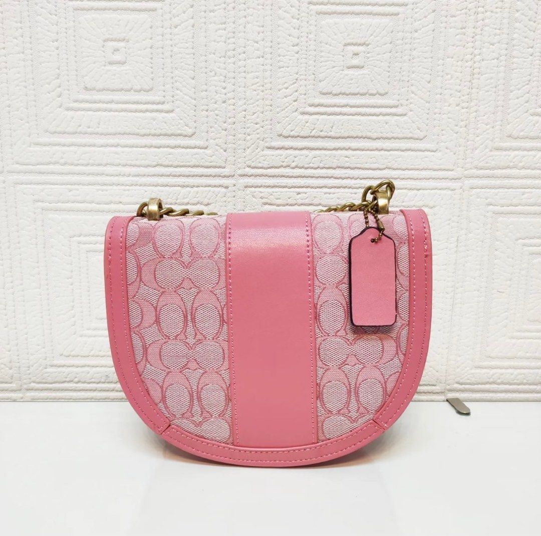 Coach Pink Logo Half Moon Sling bag on Carousell