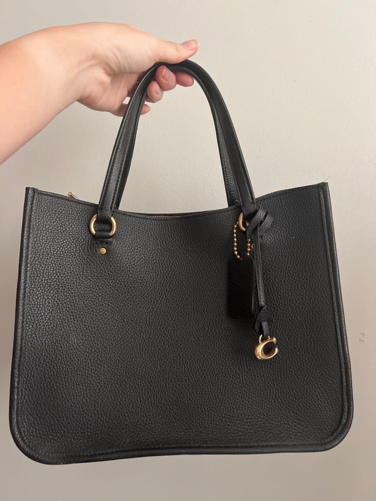 Coach Tyler Carryall Pebble Leather Black Shoulder Bag, Luxury, Bags ...