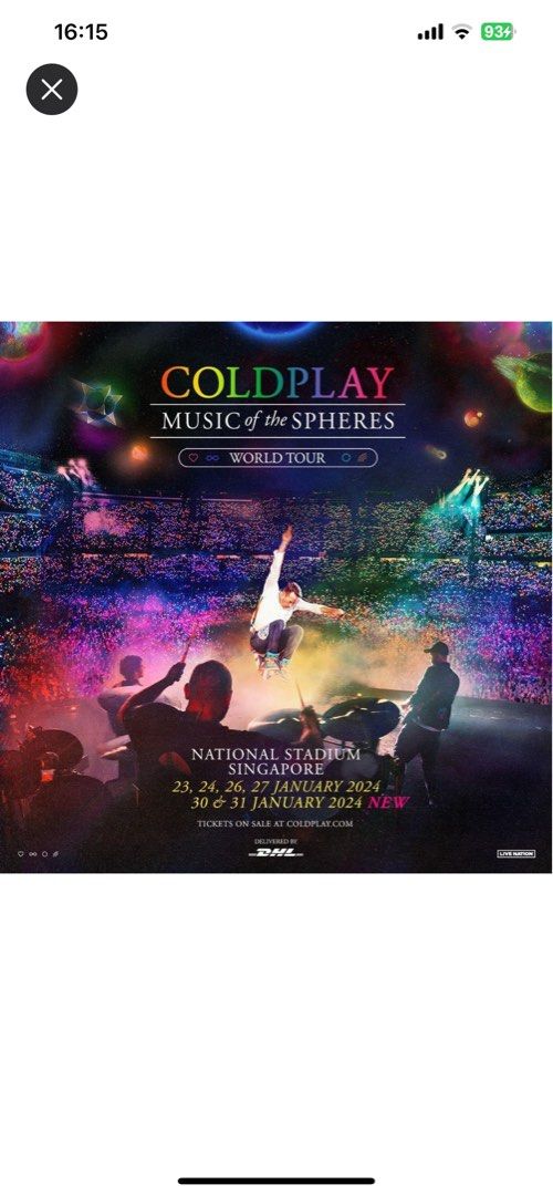 Coldplay 6 x general standing ticket - 30th jan 2024, Tickets ...