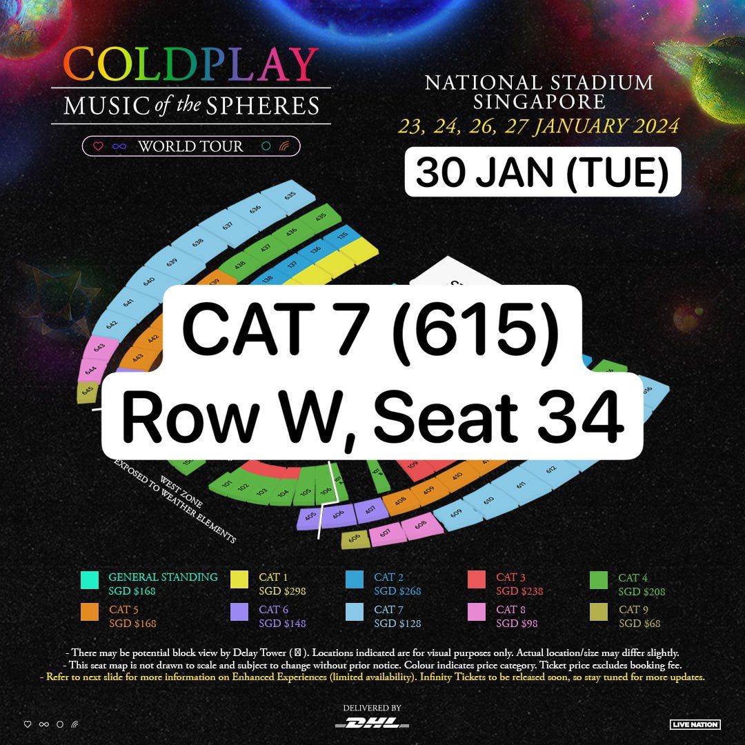 1x Coldplay CAT 7 Ticket, Tickets & Vouchers, Event Tickets on Carousell
