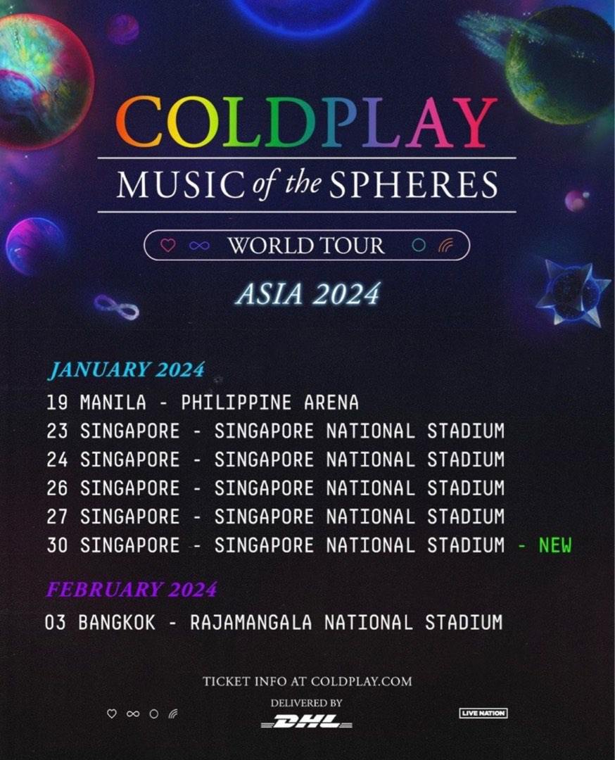 Coldplay Concert 24 Jan 2024 General Standing x2, Tickets & Vouchers ...