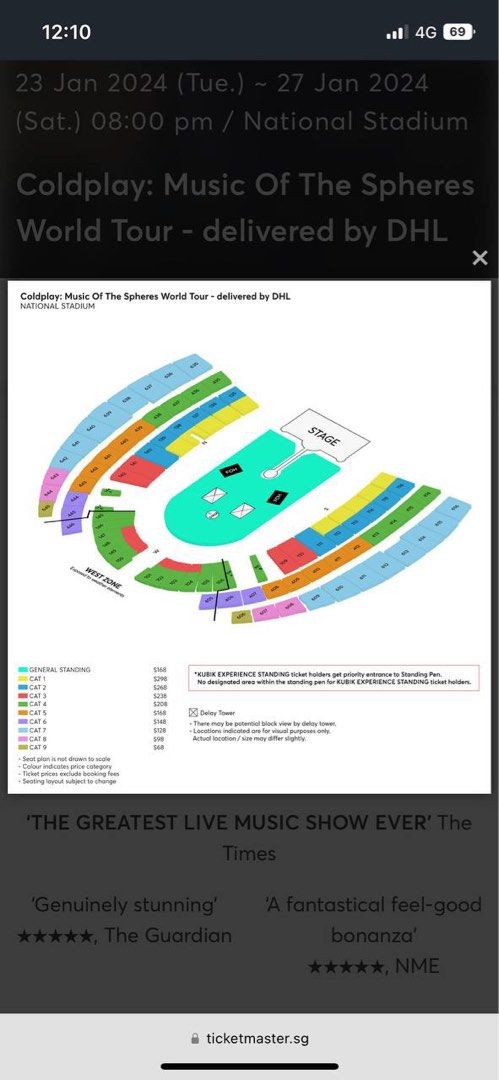 CAT 7 COLDPLAY MOTS SINGAPORE 2024, Tickets & Vouchers, Event Tickets ...