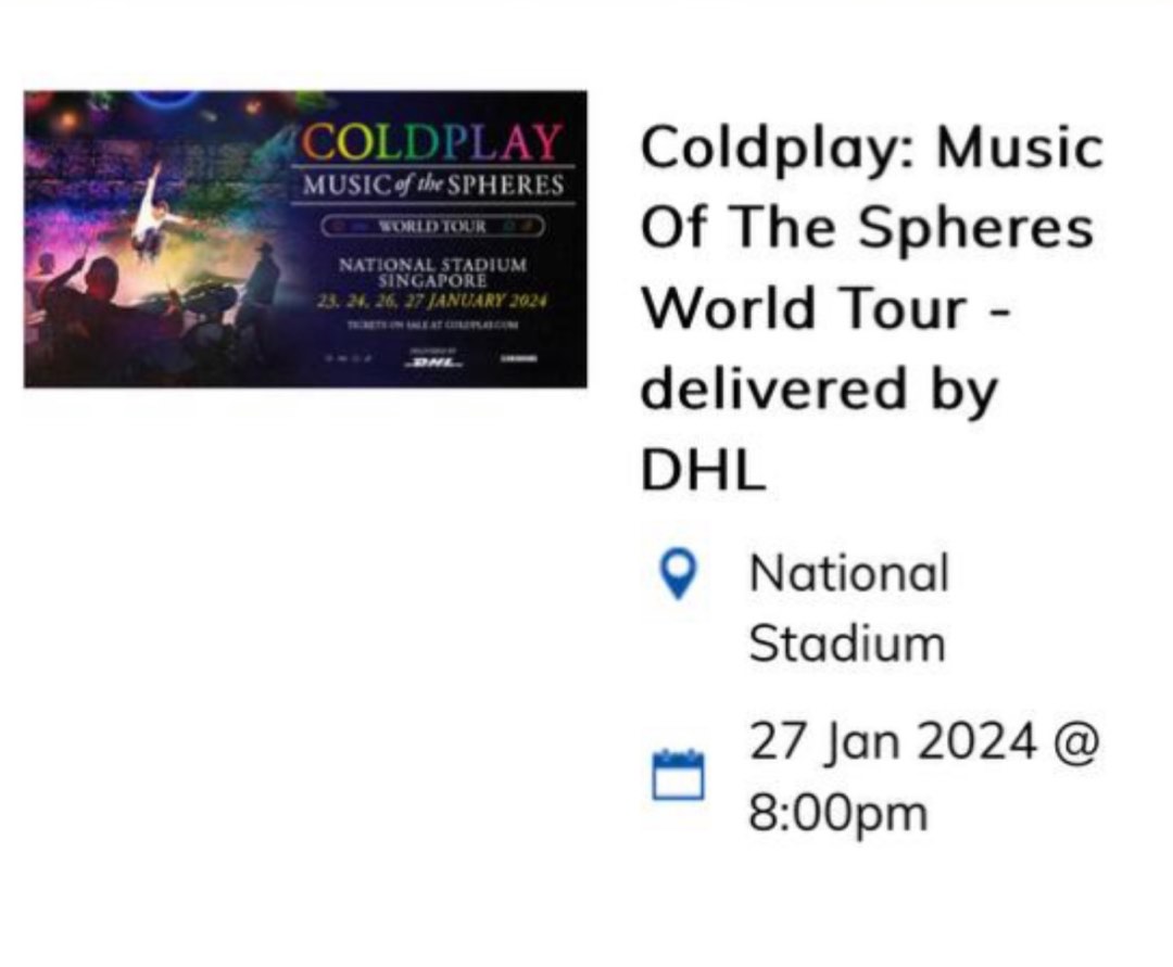 COLDPLAY SINGAPORE CAT 4 (27 Jan), Tickets & Vouchers, Event Tickets on ...