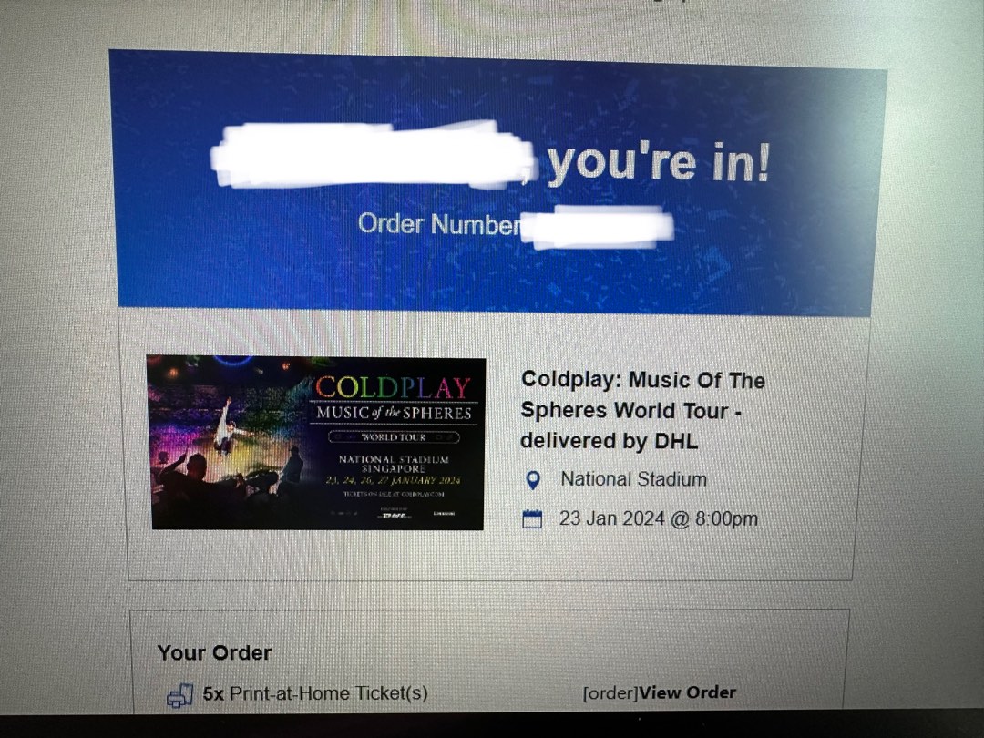 Coldplay Singapore CAT 7, Tickets & Vouchers, Event Tickets on Carousell