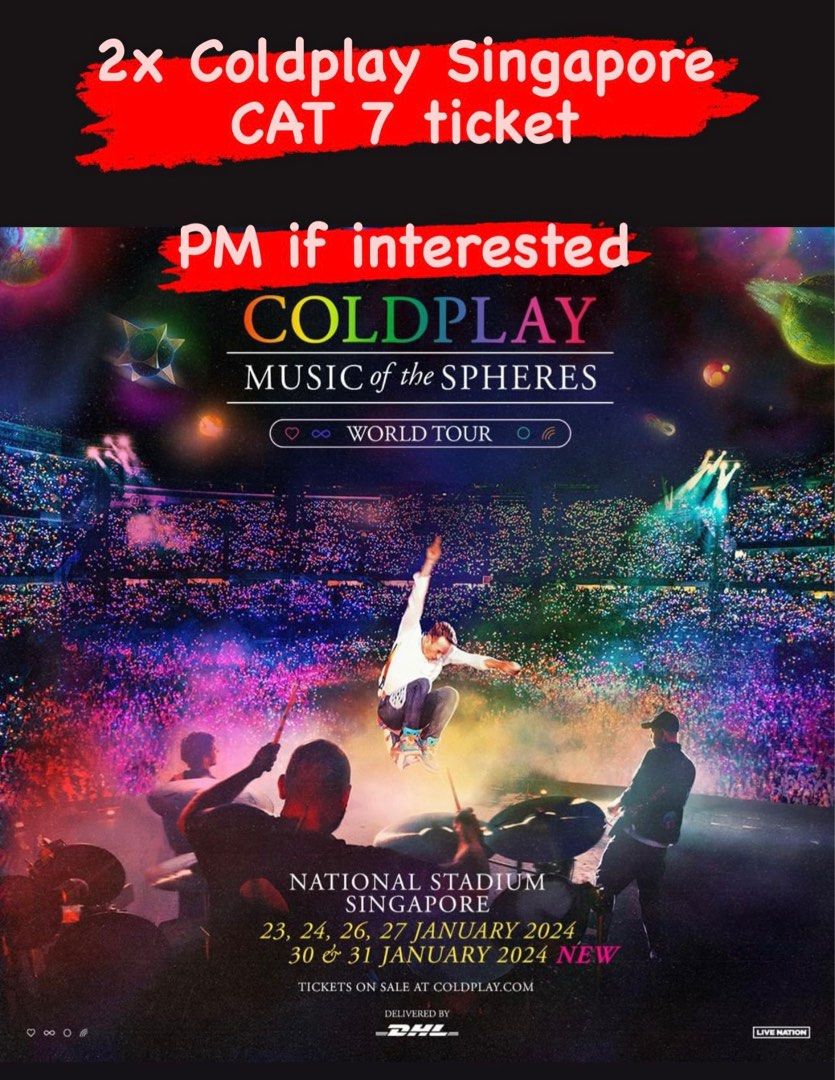 27th Saturday Coldplay Singapore CAT 7 Ticket , Tickets & Vouchers ...