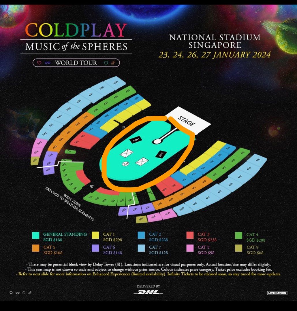 Coldplay Singapore standing pen ticket 30/1, Tickets & Vouchers, Event ...